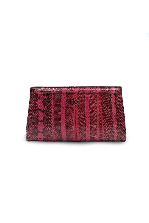 Ivy Clutch in Fuchsia and Terracotta Water Snake | Intermix US